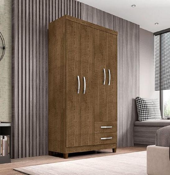 Roupeiro Solteiro 4 Portas 2 Gavetas Modena Malbec - 2M Decor - Guarda ...
