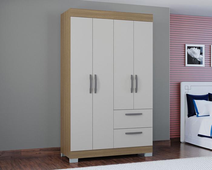 Roupeiro Solteiro Toquio 4 Pt -2 Gv-Castanho/White -Poquema - POQUEMA ...