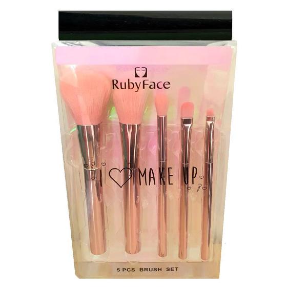 Ruby Face - Kit C/5 Pincéis Maquiagem Cor Nude Rose - Pincéis de ...