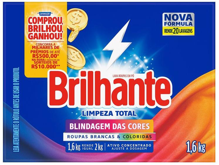 Sabão em Pó Brilhante Limpeza Total Blindagem das - Cores Original 1,6kg - Sabão em Pó ...