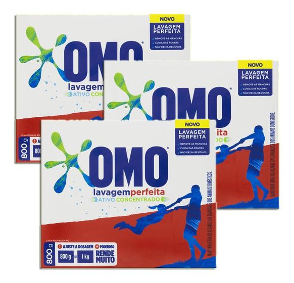 Sabão Em Pó Omo Lavagem Perfeita 800g Kit 3 - Unilever - Sabão em Pó - Magazine Luiza