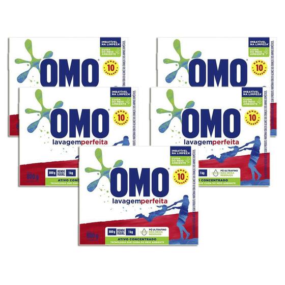 Sabao Em Po Omo Lavagem Perfeita 800G Kit 5 - Unilever - Sabão em Pó - Magazine Luiza