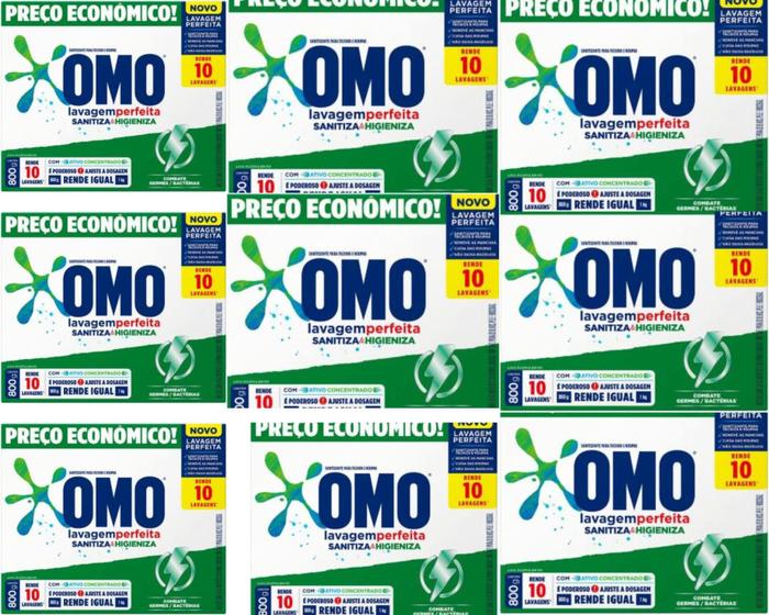 Sabão em Pó Omo Lavagem Perfeita 800G Sanitizante 9 Unidades - Sabão em ...