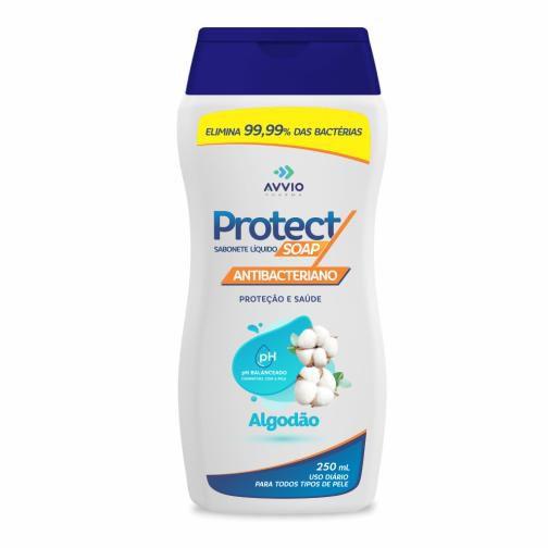 Sabonete líquido antibacteriano protect soap algodão 250ml avvio ...