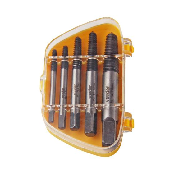 Saca parafusos cromo molibdênio 5 peças rosca esquerda extrator vonder ...