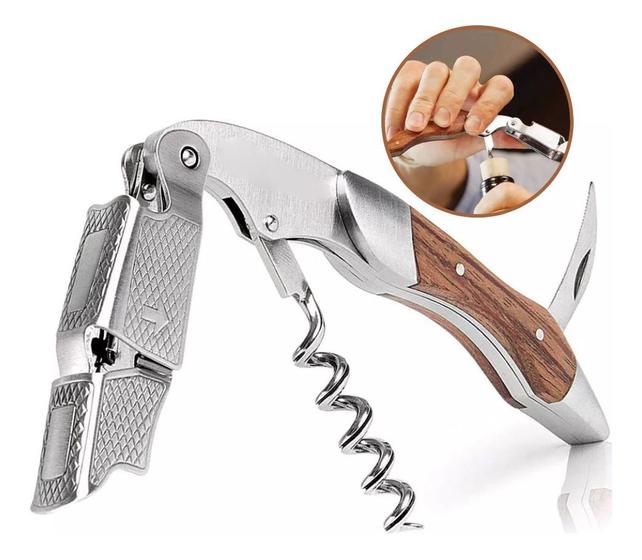 Saca Rolha Abridor De Vinho Profissional 2 Estágios Aço Inox - Só ...