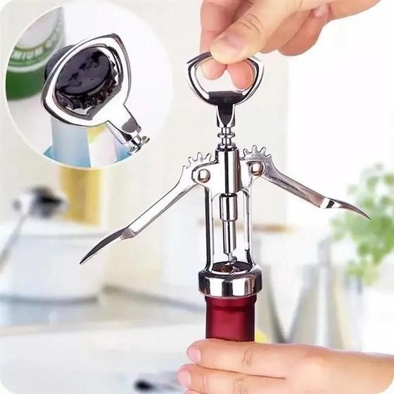Saca Rolha Vinho Bebidas Uva Utensílios Casa Cozinha Inox - CORKSCREW ...