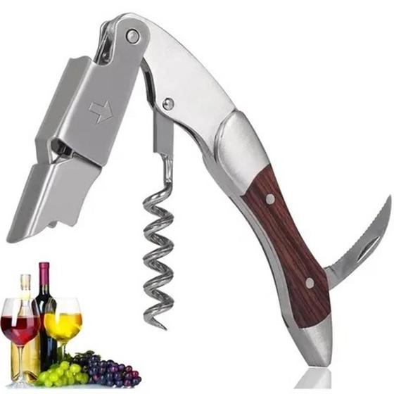 Saca Rolhas Abridor Garrafa Vinho Latas 2 Estágios Canivete Reforçado ...