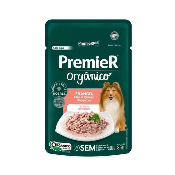 Sache PremieR Orgânico Cães Adultos Porte Pequeno Frango, Chia e Quinoa ...