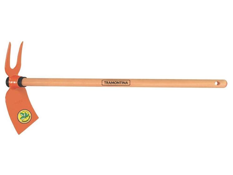 Sacho enxadinha metalico duas pontas cabo curto de madeira tramontina ...