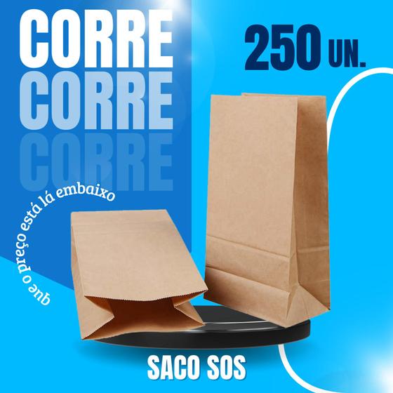 Saco de Papel Kraft SOS Delivery Liso Entrega fundo Largo 18kg G c/250 ...