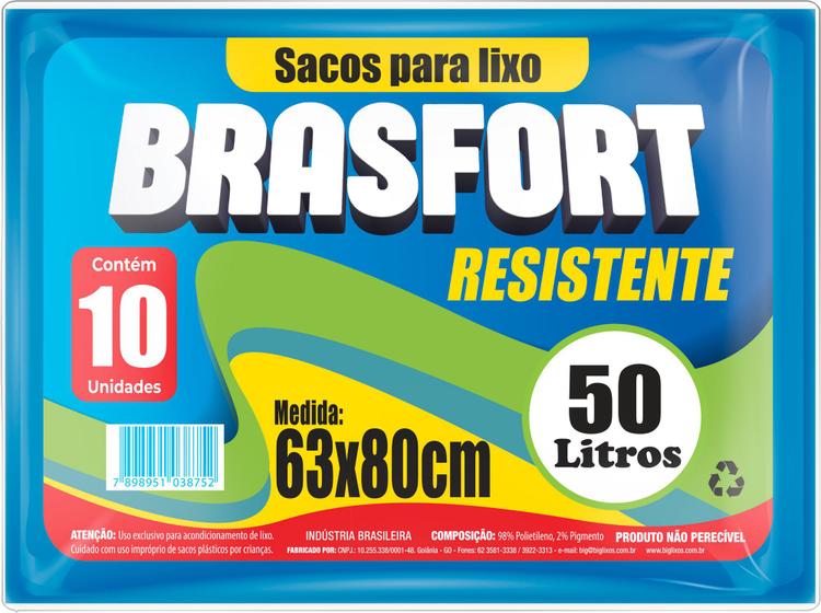 Saco para Lixo BRASFORT AZUL 50L Fardo com 25 pacotes, 10 saco por ...