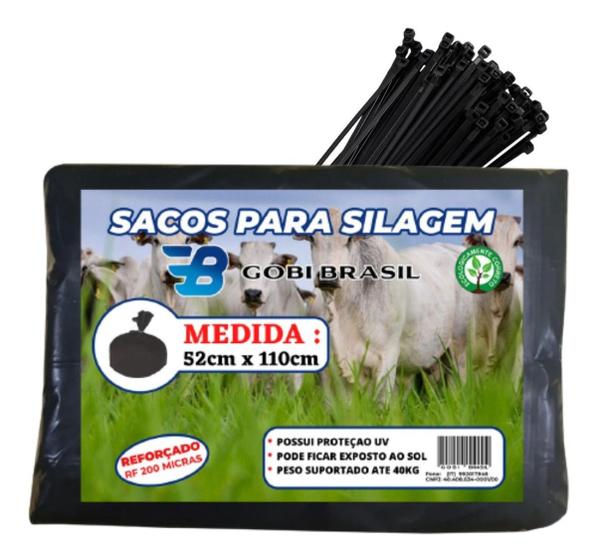 Saco para Silagem 200 Micras - 50 Unidade + 50 Abraçadeira - GOBI ...