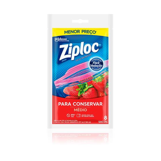 Sacos Herméticos Medio Ziploc 8 Unidades - Saco Plástico - Magazine Luiza