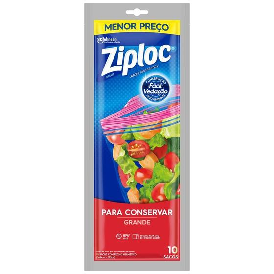 Sacos Herméticos Ziploc para Conservar Grande com 10 unidades - Tampa ...