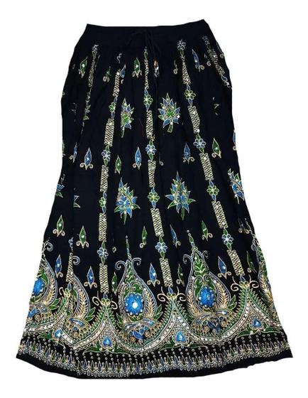 Saia Indiana Cigana de Lantejoula - Azul Escuro GG - Neha - Saia ...