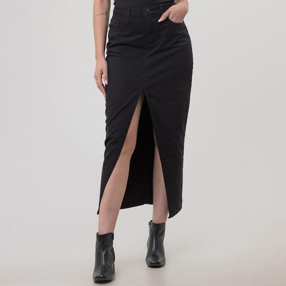 Saia Jeans Longa Com Fenda Preta Sawary - Saia Feminina - Magazine Luiza