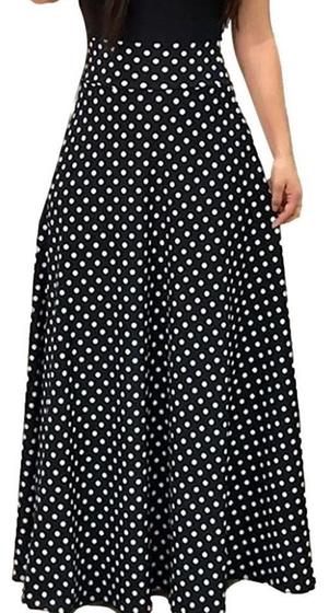 Saia Longa Feminina Evangélica Zig Zag Bolinha Poa Retro Vintage 2608 ...
