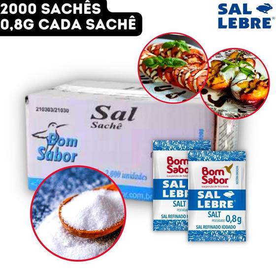 Sal Refinado Sachê 0,8g Sal Lebre - CX 2000 Sachês - Sal - Magazine Luiza