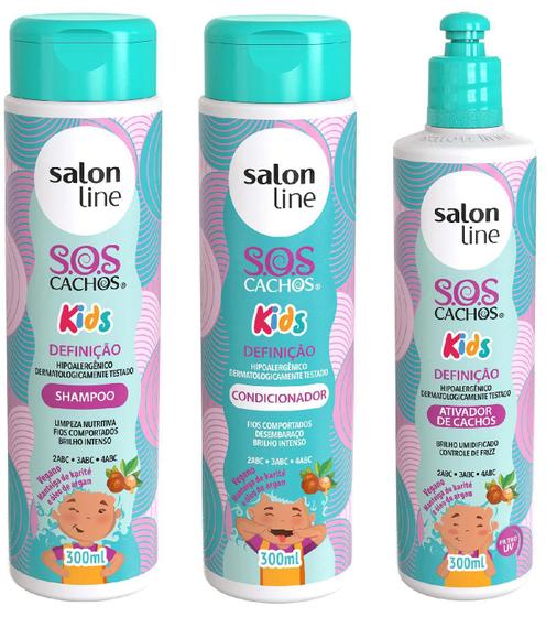 Salon Line Sos Cachos Kids Definição Kit Shamp,Cond,Ativador - Kit de ...