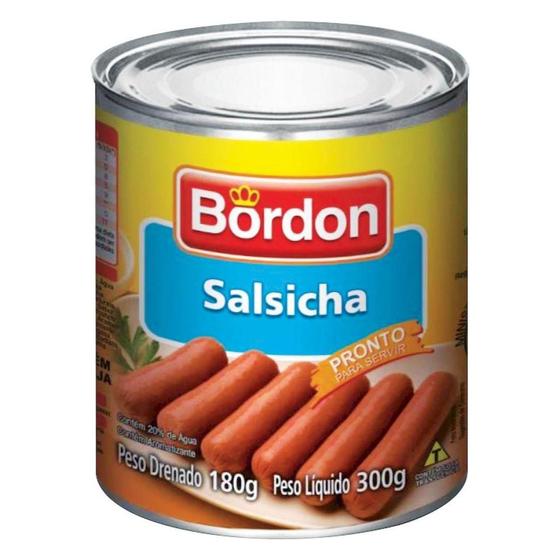 Salsicha Tipo Viena Sem Glúten - Bordon Lata 300g/180g - Salsicha ...