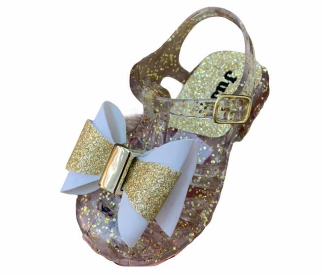 Sandália Baby Juju Com Laço Ouro Glitter - JuJu Shoes - Sandália para ...