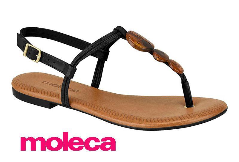 Sandália Casual Feminina Rasteira Pedras Moleca Original - Rasteirinha ...