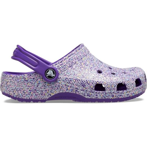 Sandália crocs classic clog glitter infantil neon purple/multi - Babuche / Clog Infantil ...