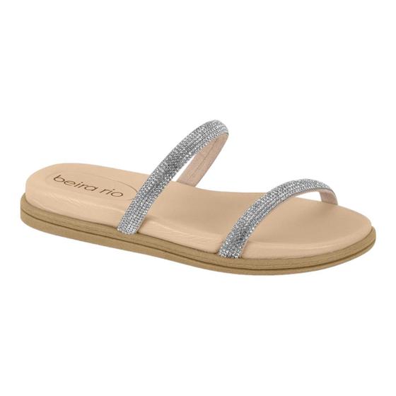 Sandalia Feminina Beira Rio 8488.105 Strass Brilhosa Macia Papete Flat ...