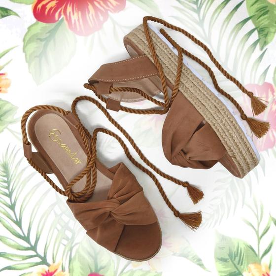 Sandalia Feminina Plataforma Amarrar Cordinha Original Samdar ...