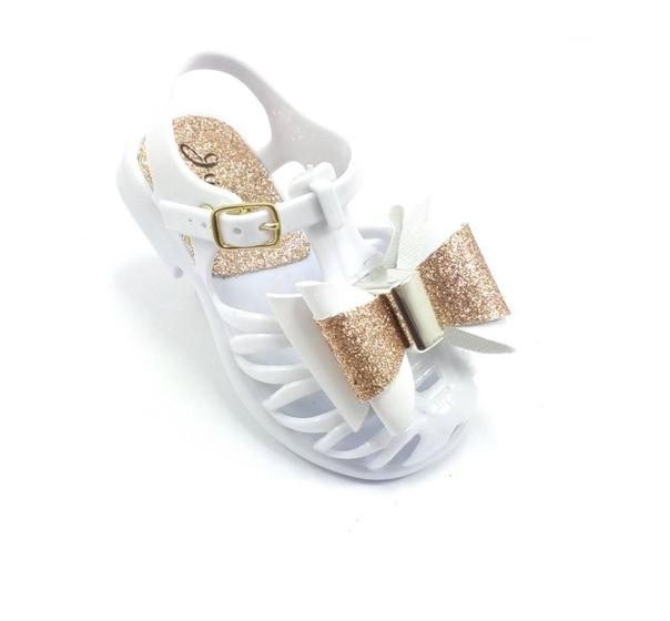 Sandália Infantil Feminina Bebê Laço Glitter Branca Juju - Juju Shoes ...