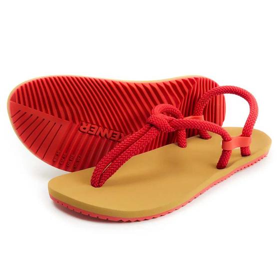 Sandália Kenner Feminina Iara Node Bege/Vermelho - Sandália Esportiva ...