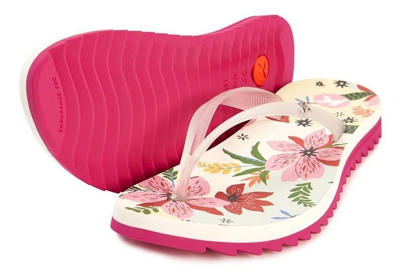 Sandália Kenner Feminina Ibiza Pro Floral Branco/Rosa - Sandália ...