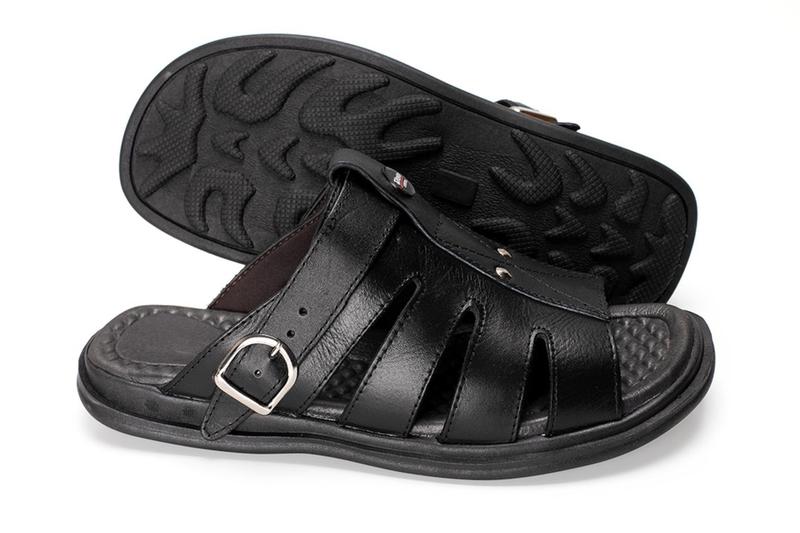 Sandália masculina em couro com alça flexível - ALAN SHOES - Sandália ...