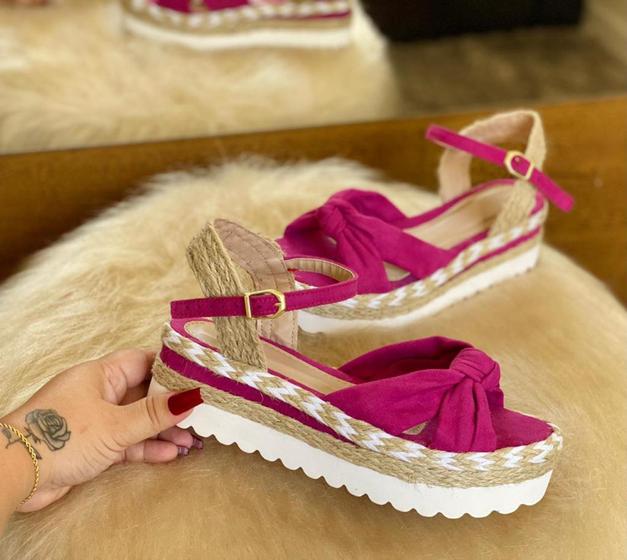 Sandalia Plataforma Nó Frente Traseira Juta Original Samdar - Sandália ...