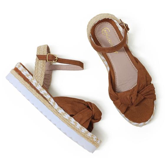 Sandalia Plataforma Nó Frente Traseira Juta Original Samdar - Sandália ...
