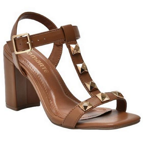Sandalia Salto Feminina Via Marte Napa Tiras Tachas Fivela 139-001 - Sandália Feminina ...