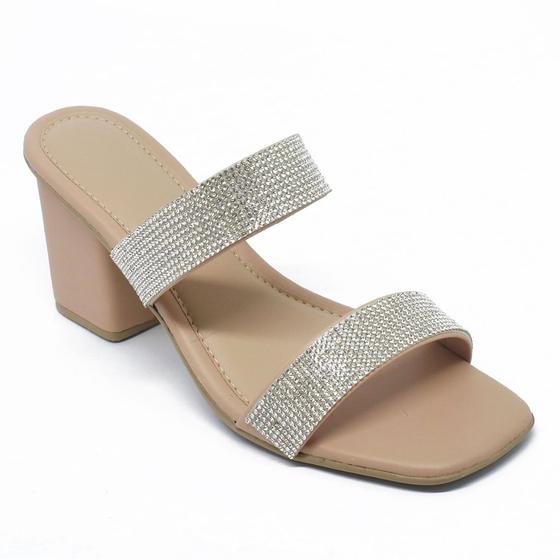 Sandália Salto Médio Feminina Fecho Fivela Moda Faixa Stras - Sofi ...