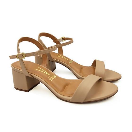 Sandália Vizzano Pelica Bege Salto Grosso 5cm 6291.900 Conforto Total ...