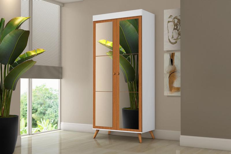 Sapateira c/ Espelho Multiuso Branco Nature 100% MDF Atenas - Potente ...