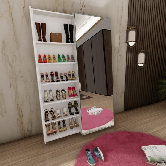 Sapateira de chão com ESPELHO - MDF BRANCO - SAP01-B - CAMARIM MÓVEIS ...