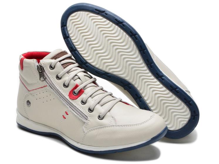 Sapatênis Couro Masculino Zíper Lateral Palmilha Confort Gelo - Netony ...