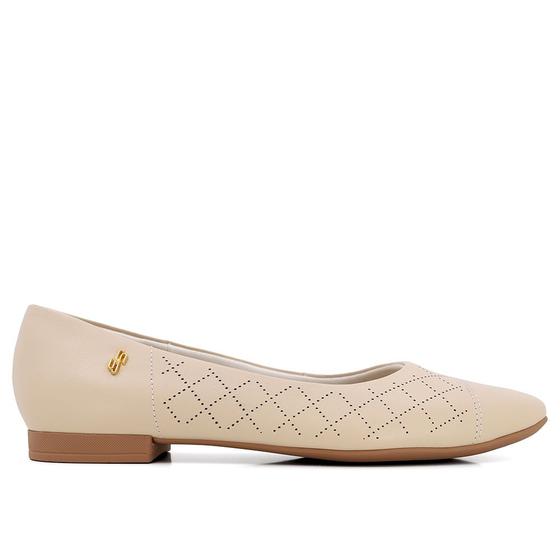 Sapatilha Bege Couro Salto Bloco Laser - Usaflex - Sandália Feminina ...