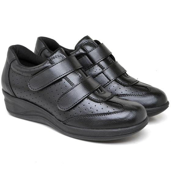 Sapato Conforto Feminino Tênis Ortopédico Anabela tiras autocolantes ...