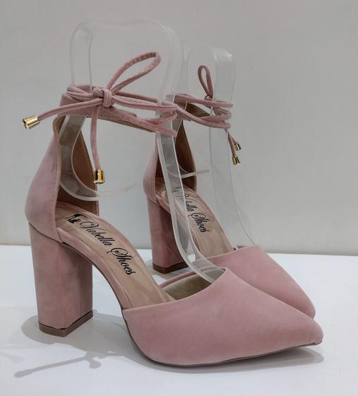 Sapato Scarpin Feminino Salto Grosso Rosê - Vabella shoes - Scarpin ...