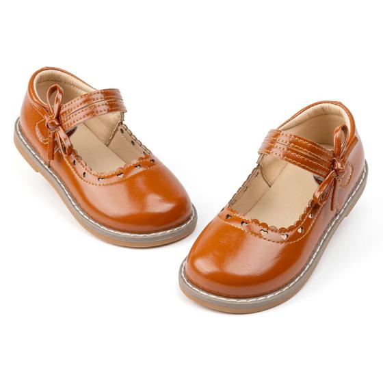 Sapatos Fromosa Toddler Girls Mary Jane Brown em couro envernizado 2.5 ...