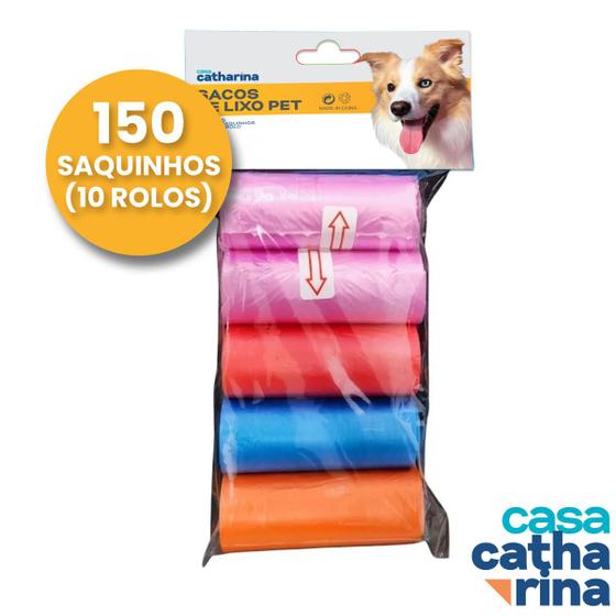 Saquinho cata caca pet cão cachorro gato 10 rolinhos 150 sacos - Casa ...