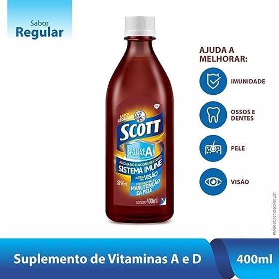 Scott Suplemento alimentar, Vitaminas A e D, Sistema Imunológico, Sabor ...