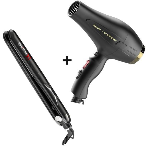 Secador Cabelo Supreme Lizze 2600w + Prancha Chapinha X1 Black Titanium ...