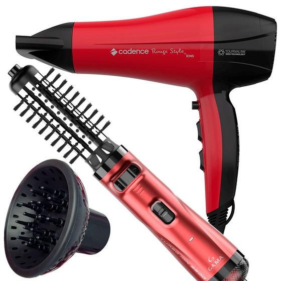 Secador De Cabelo Cadence Profissional 2200w Ions Ar Quente Frio Rougi ...